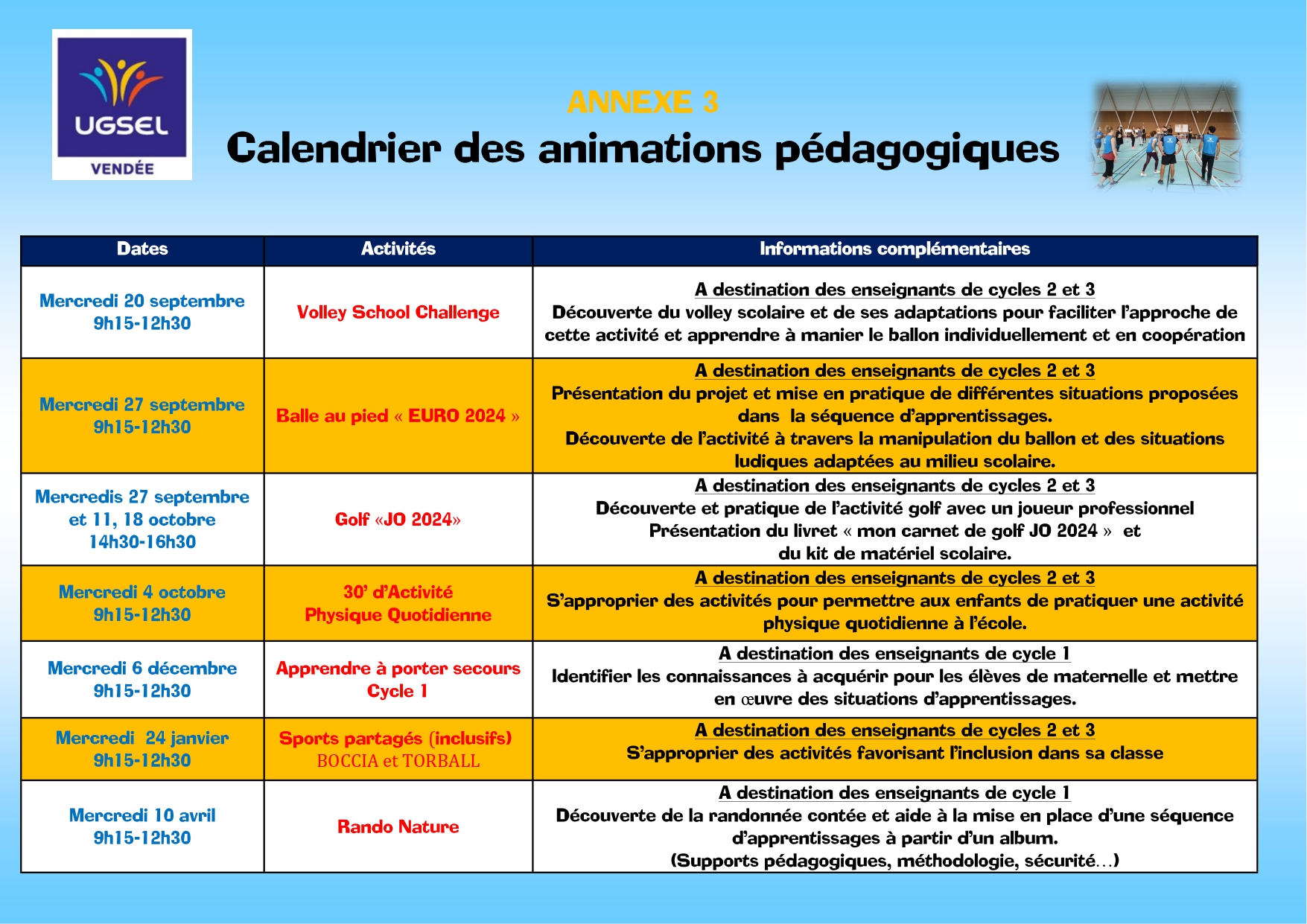 Animations pédagogiques pour les enseignants – Ugsel Vendée- Fédération sportive éducative de l ...